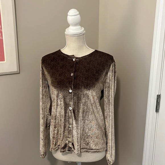 Ninety | Tops | Vintage Ninety Petites Animal Print Velvet Button Down ...